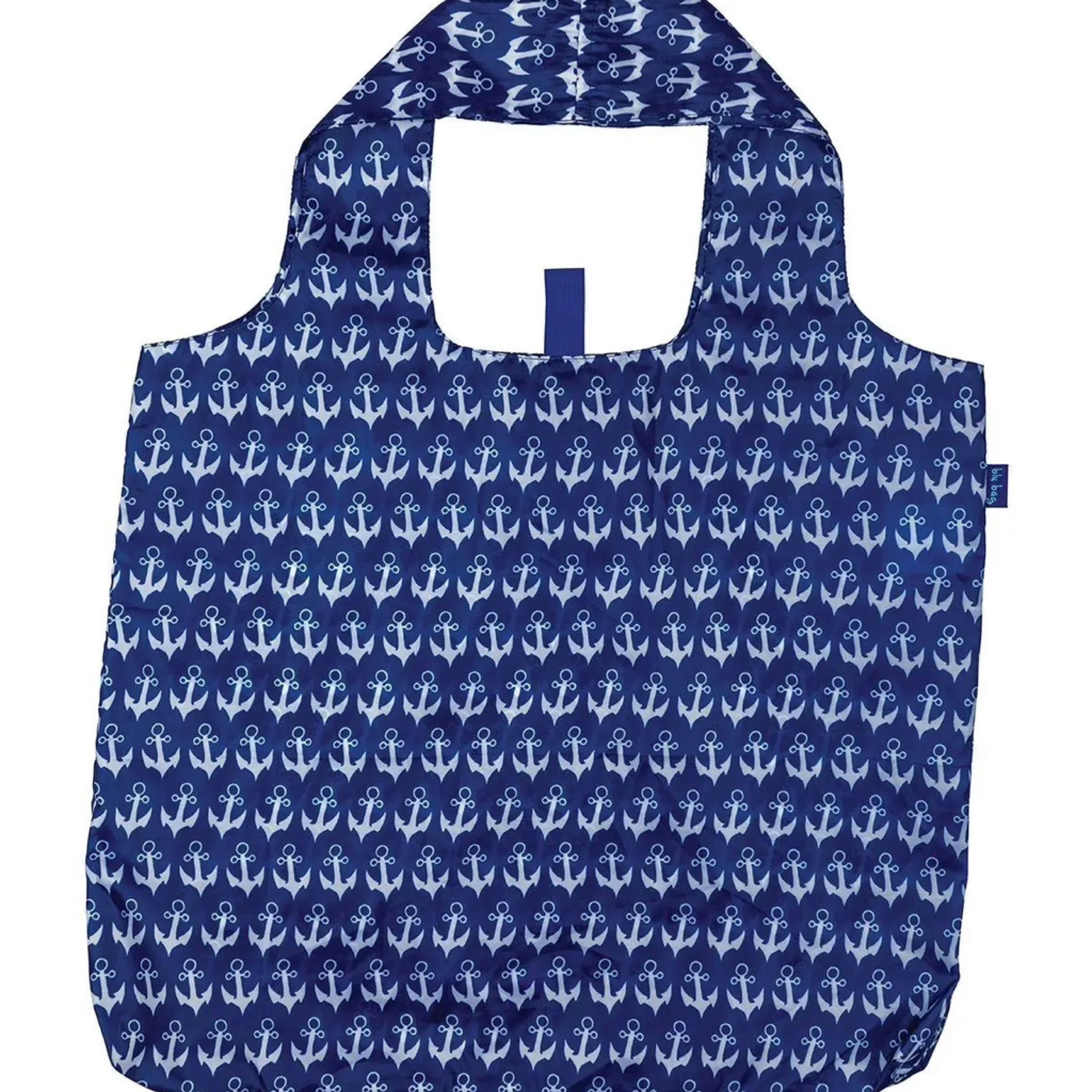 Blu Bag Reusable Shopper Tote, Navy Anchor | Old Gray House Gifts
